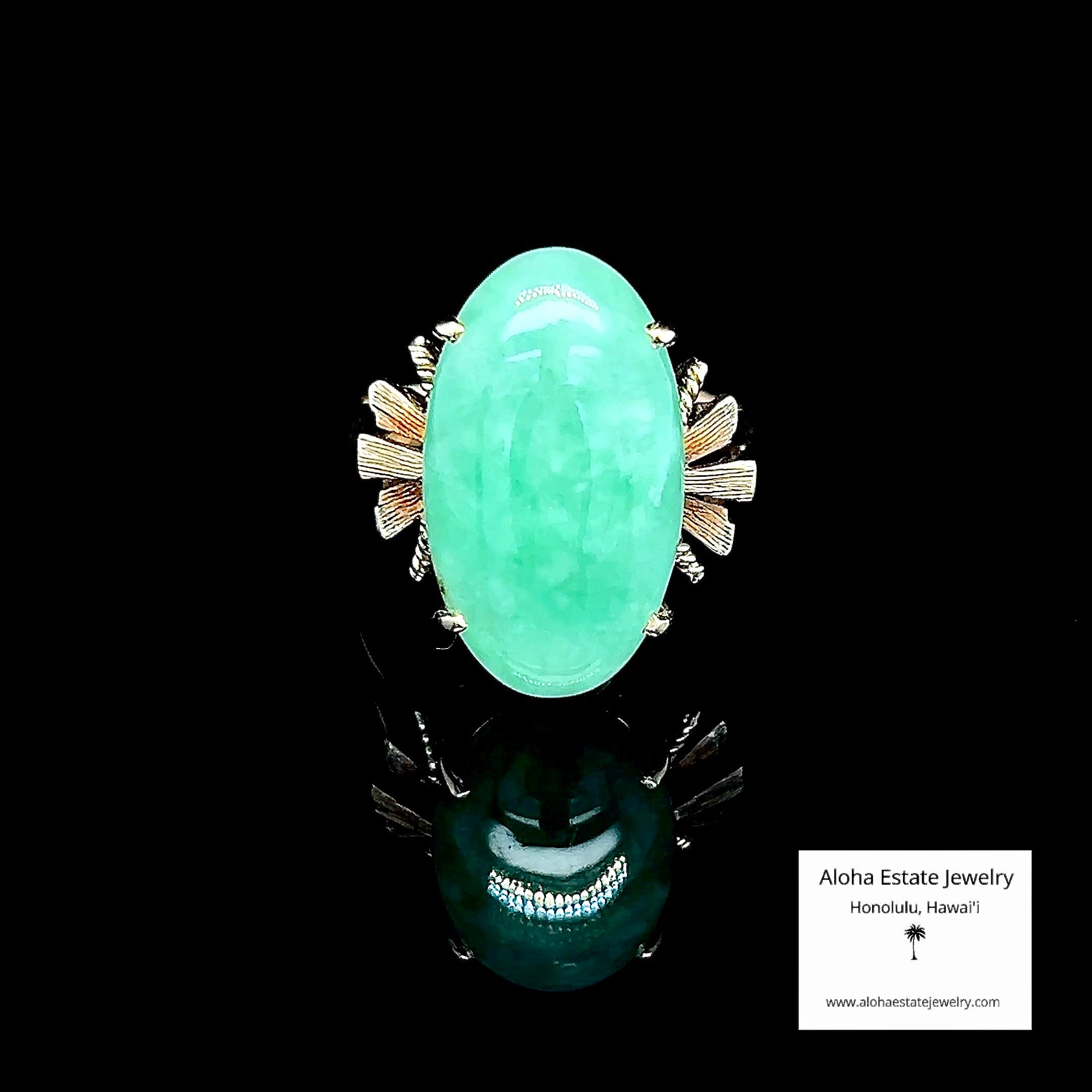 Antique 14K Apple Green Burmese Jadeite Ring – Aloha Estate Jewelry